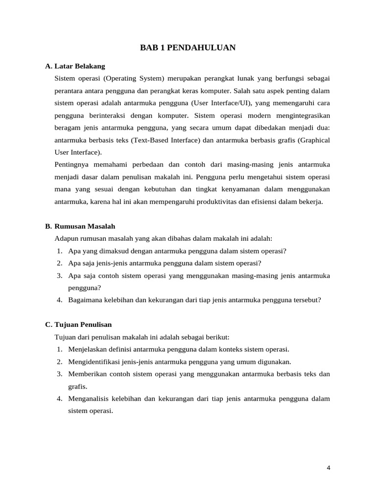 Makalah Informatika Tentang Contoh Sistem Operasi Berdasarkan Jenis User Interface Desika | PDF