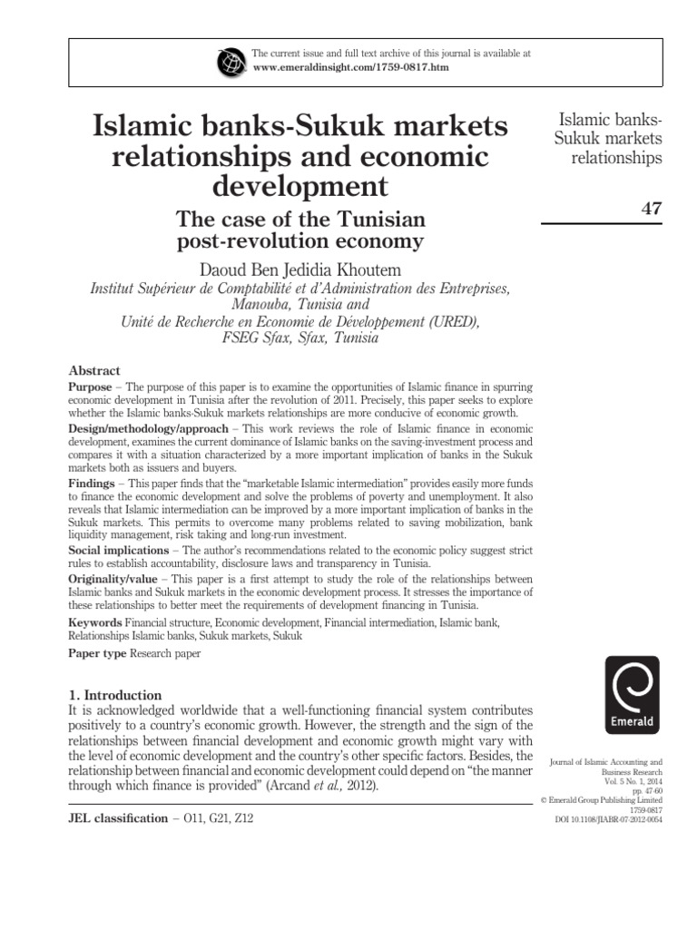 Khoutem 2014-JIABR - Islamic Banks-Sukuk Markets Relationship and Economic Development | PDF ...