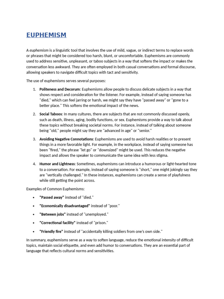 EUPHEMISM | PDF