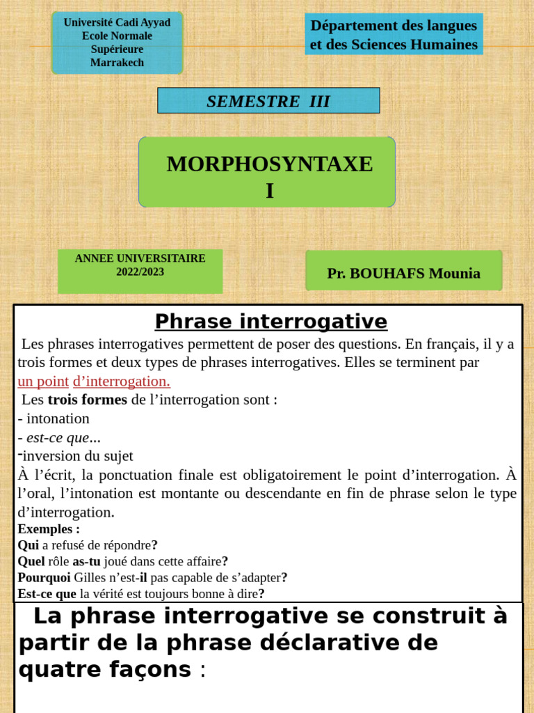 Phrase Intérrogative | PDF