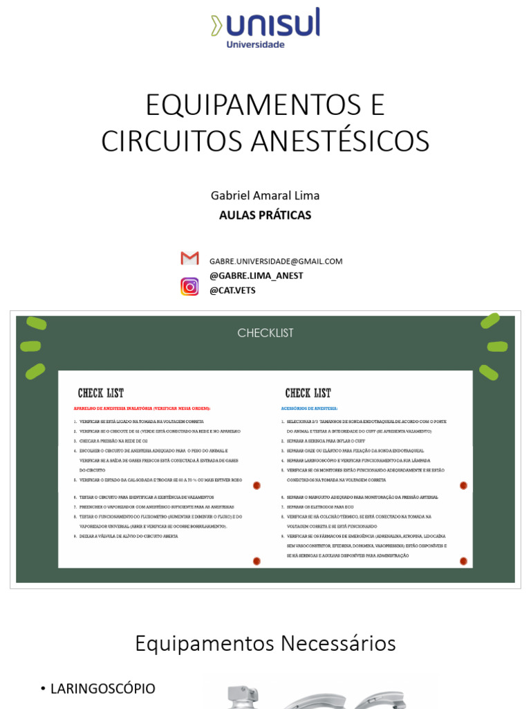 Equipamentos e Circuitos Anestesicos | PDF