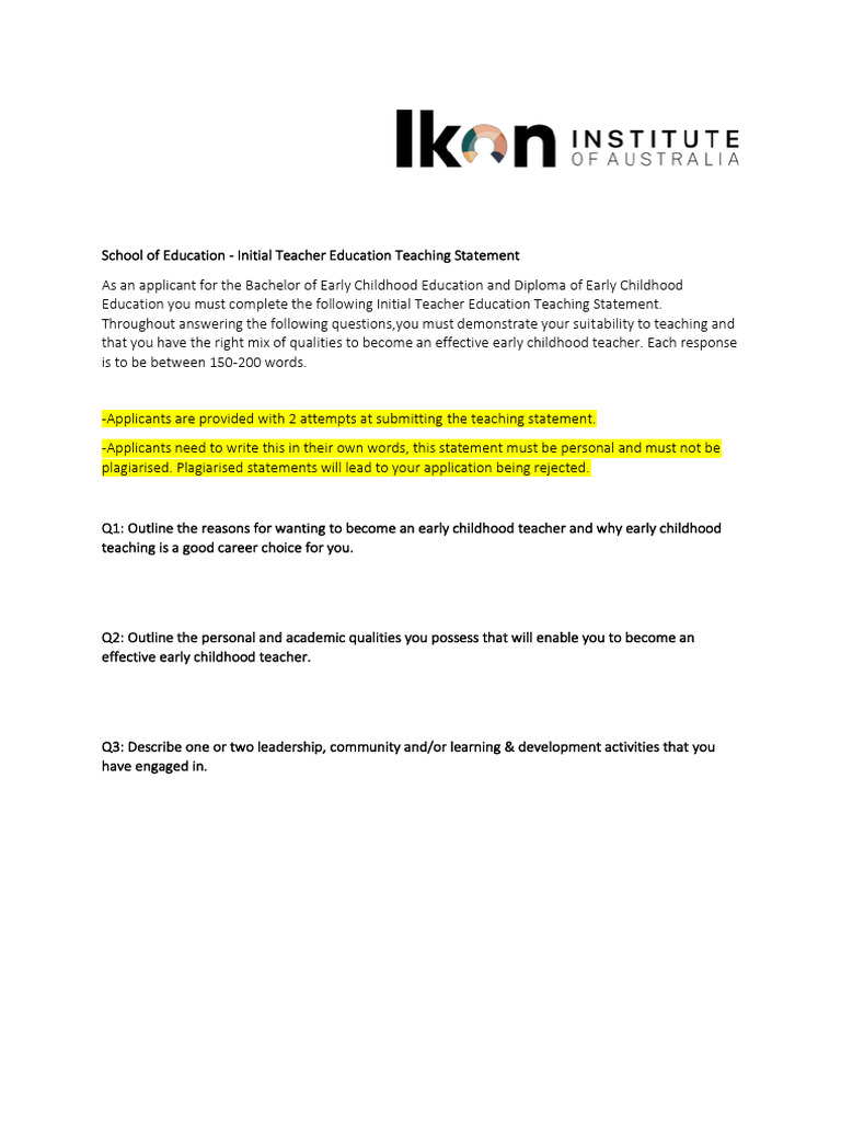 SOE Teaching Statement Questions | PDF