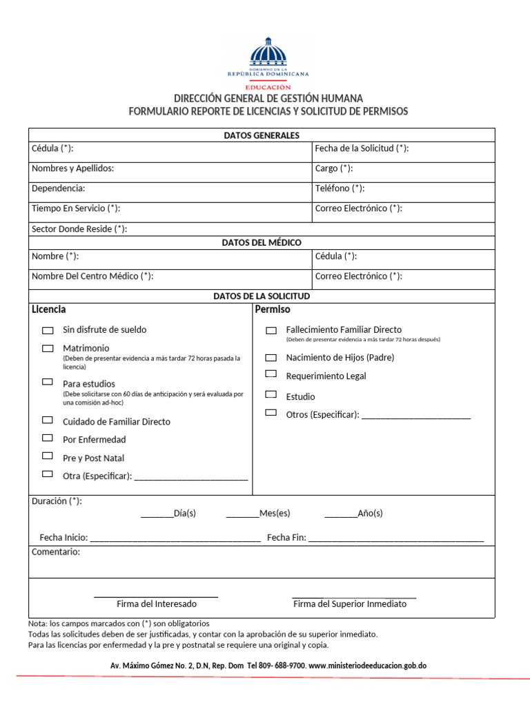 Formulario de Solicitud de Licencias | PDF