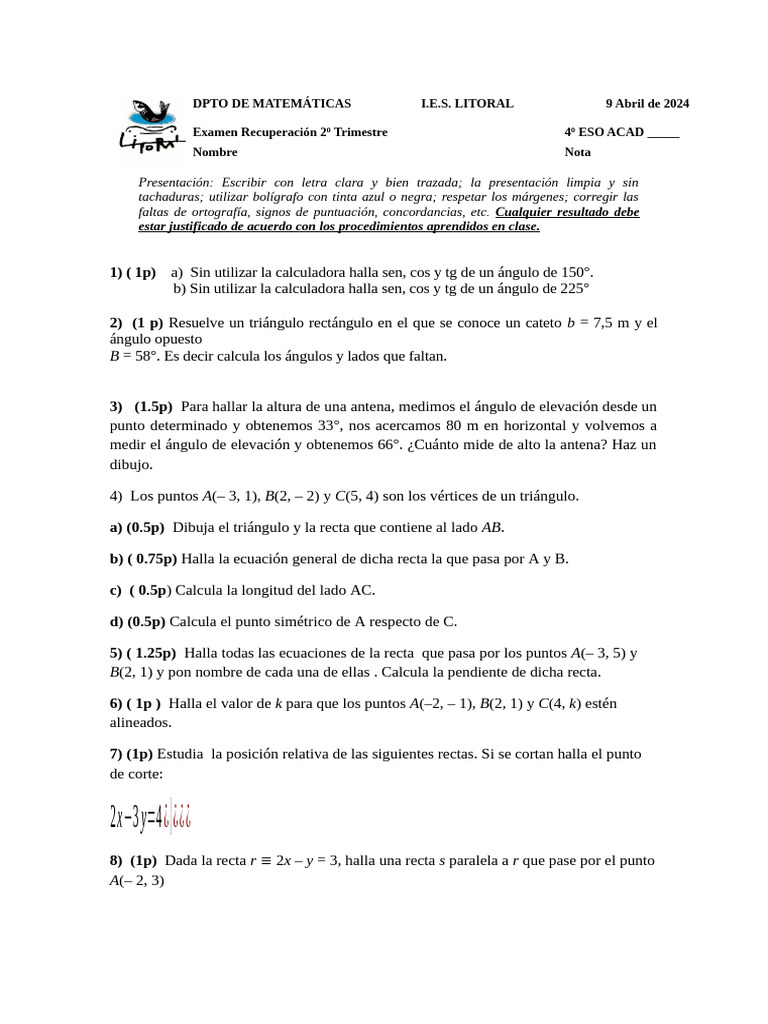 Exm Recup 2ºEVal | PDF