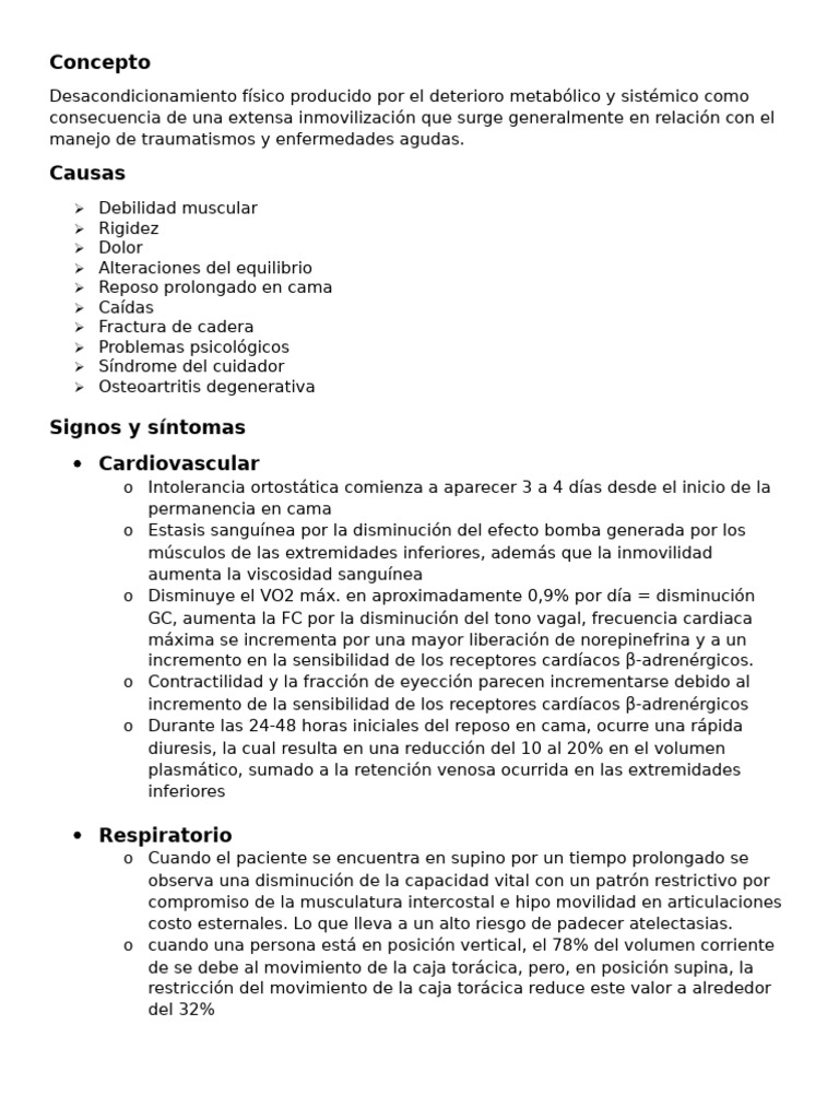 Síndrome de Reposo Prolongado | PDF