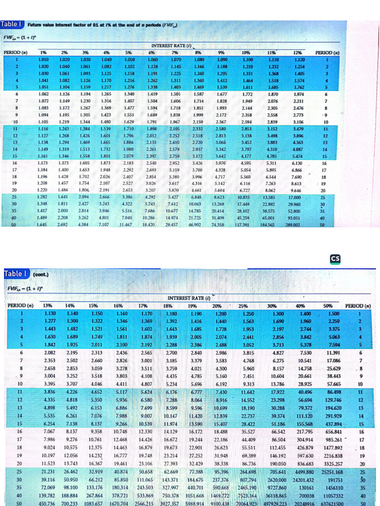 Junaid Rahu - Time Value of Money Tables | PDF