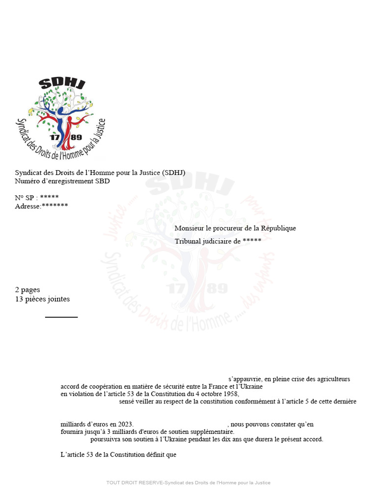 Depot de Plainte Traite France Ukraine 2 | PDF