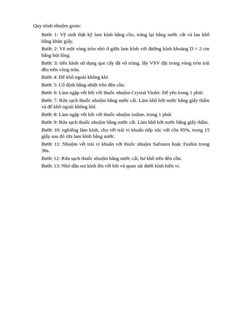Quy Trình Nhu M Gram | PDF