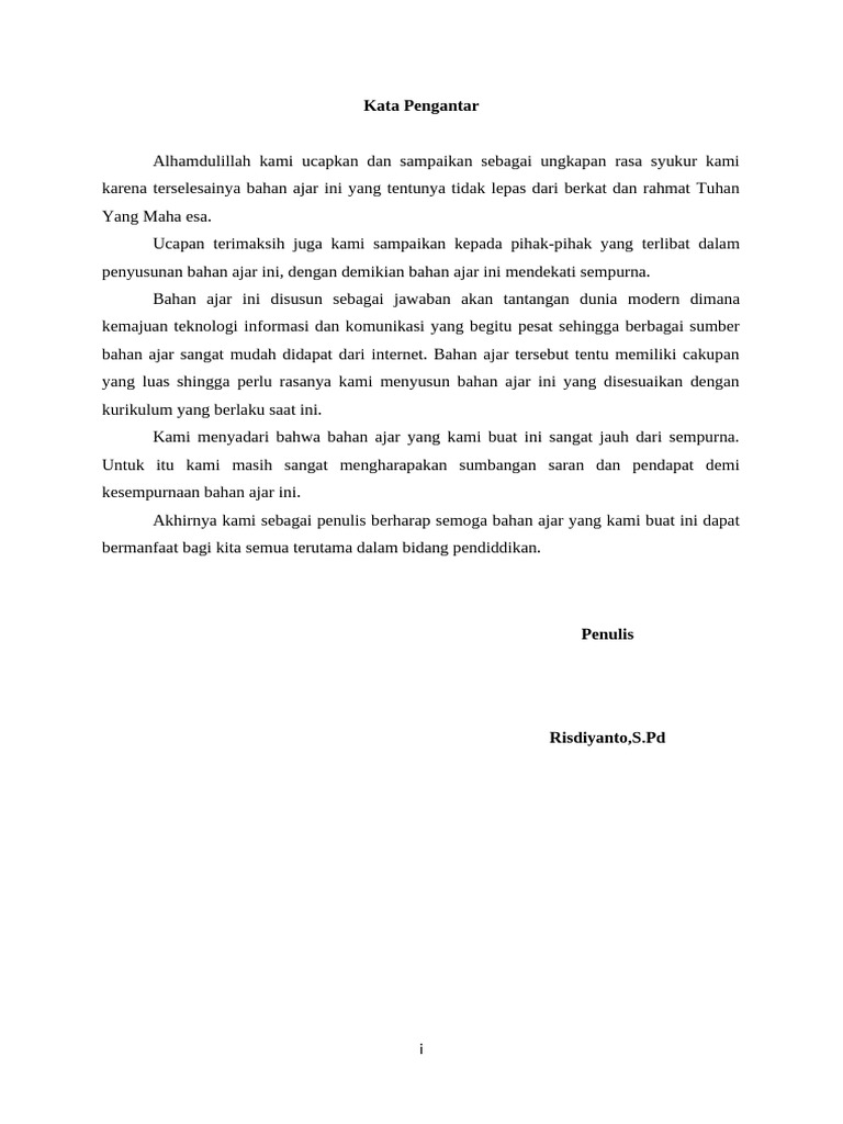 kata pengantar dan dftr isi bahan ajar | PDF