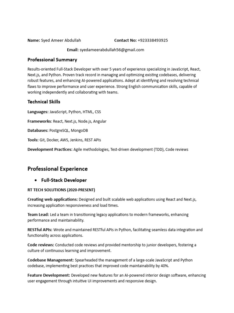 Ameer's Resume | PDF
