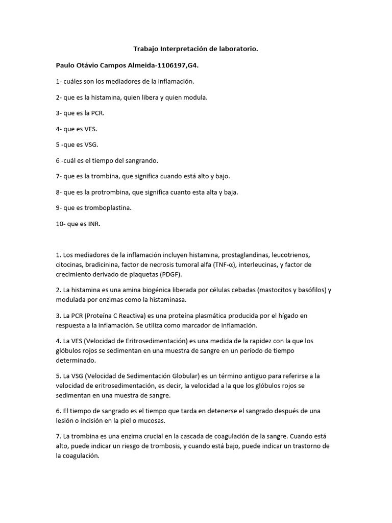 Trabajo Interpretación de Laboratorio | PDF