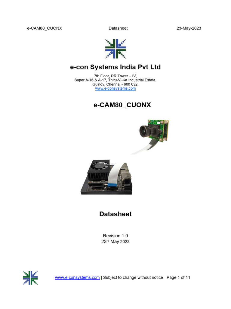 E-Con e-CAM80 CUONX Datasheet | PDF
