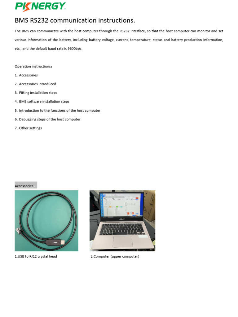 BMS RS232 Communication Instructions. | PDF | Usb | Computer Hardware