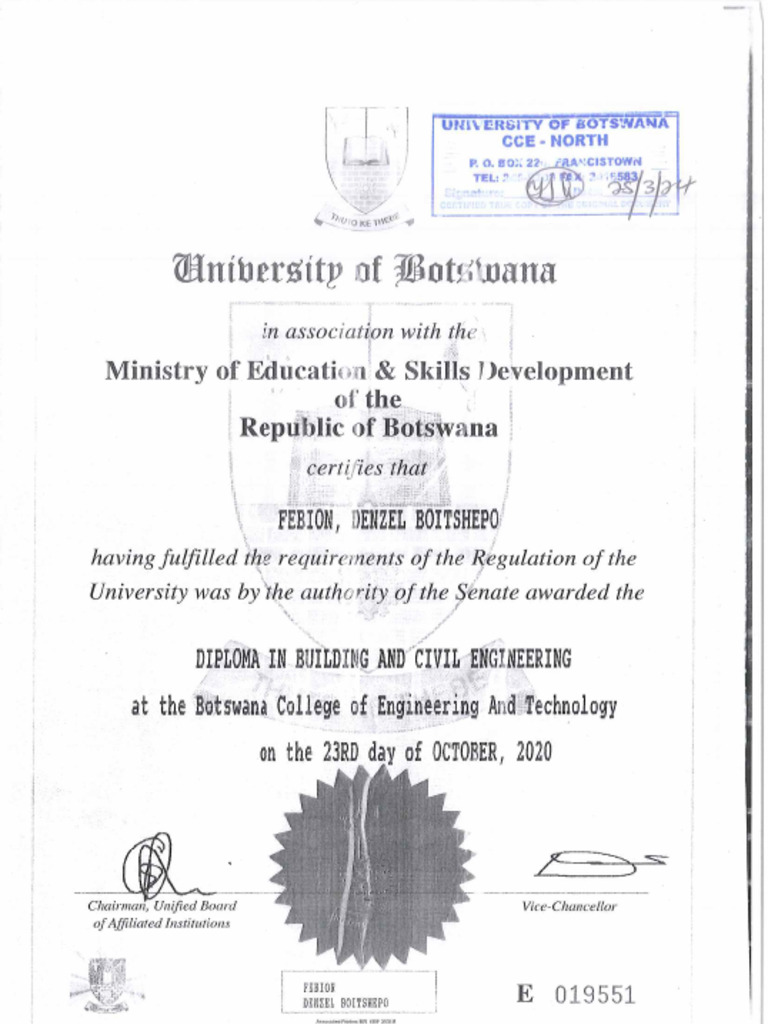 Certificates 4 Building N Civil, DENZEL | PDF