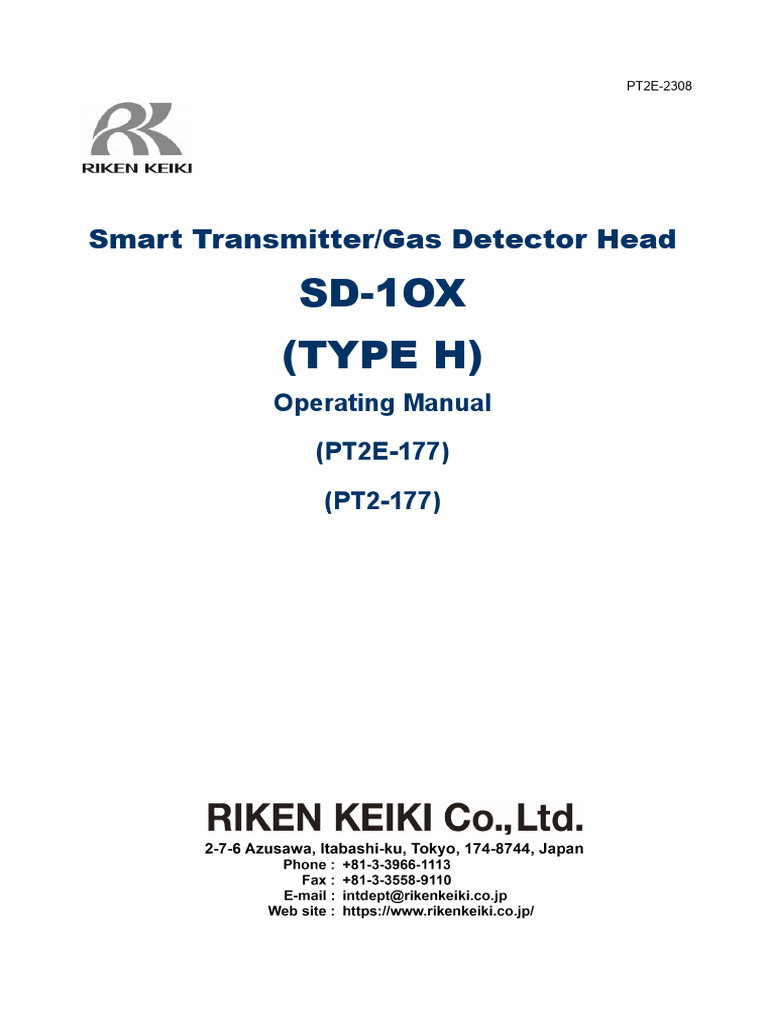 PT2E-2308 - SD-1OX (TYPE H) Gas Detecter | PDF