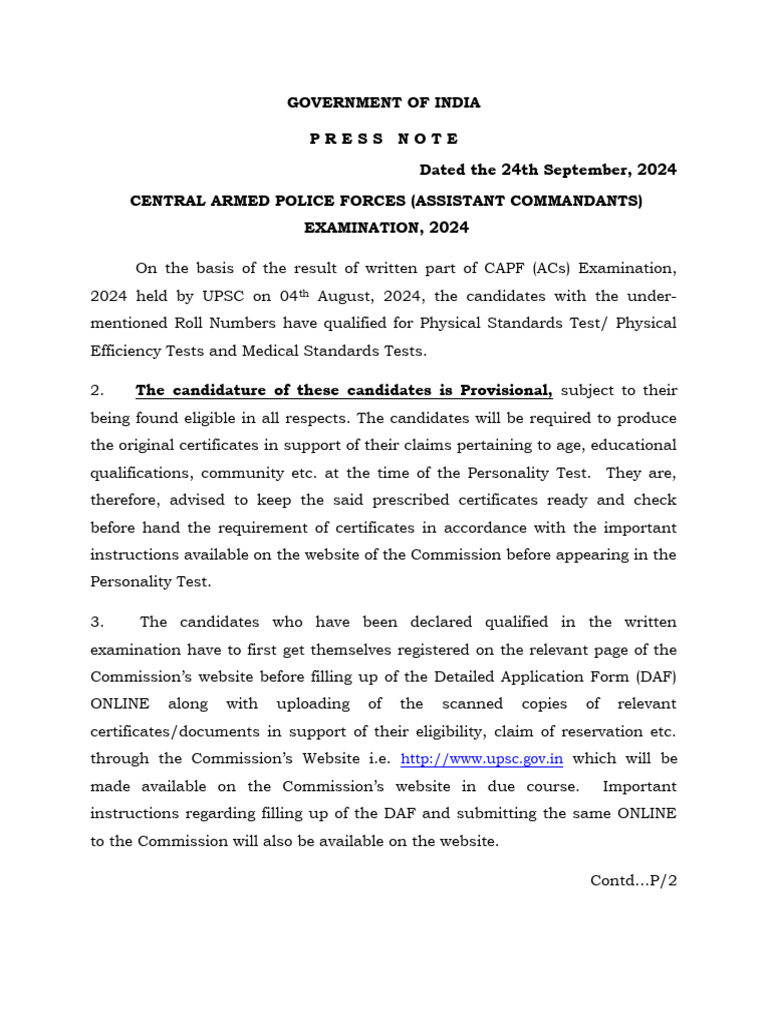 WR CAPF 2024 Roll Engl 240924 | PDF