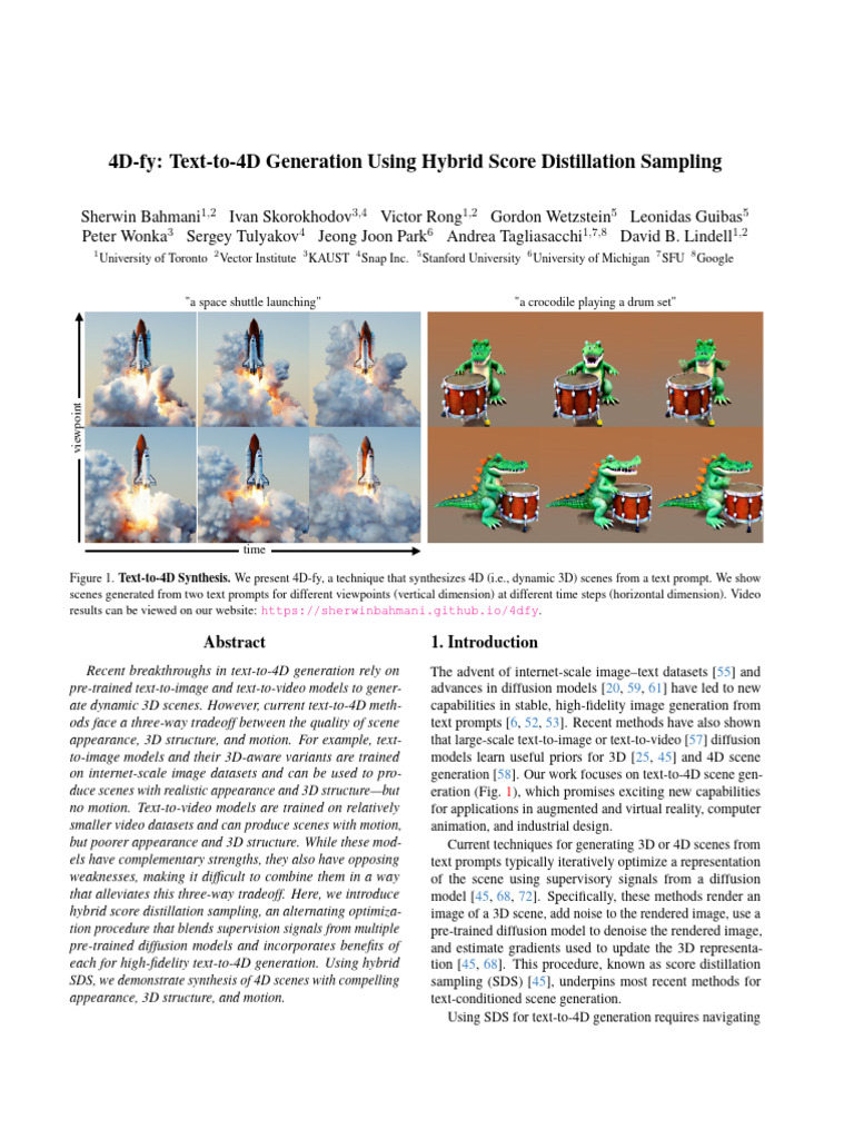 4d-Fy: Text-to-4D Generation Using Hybrid Score Distillation Sampling | PDF