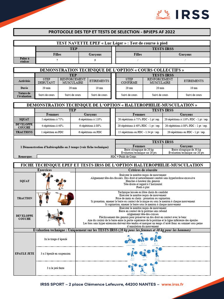 Epreuves Physiques Bpaf | PDF