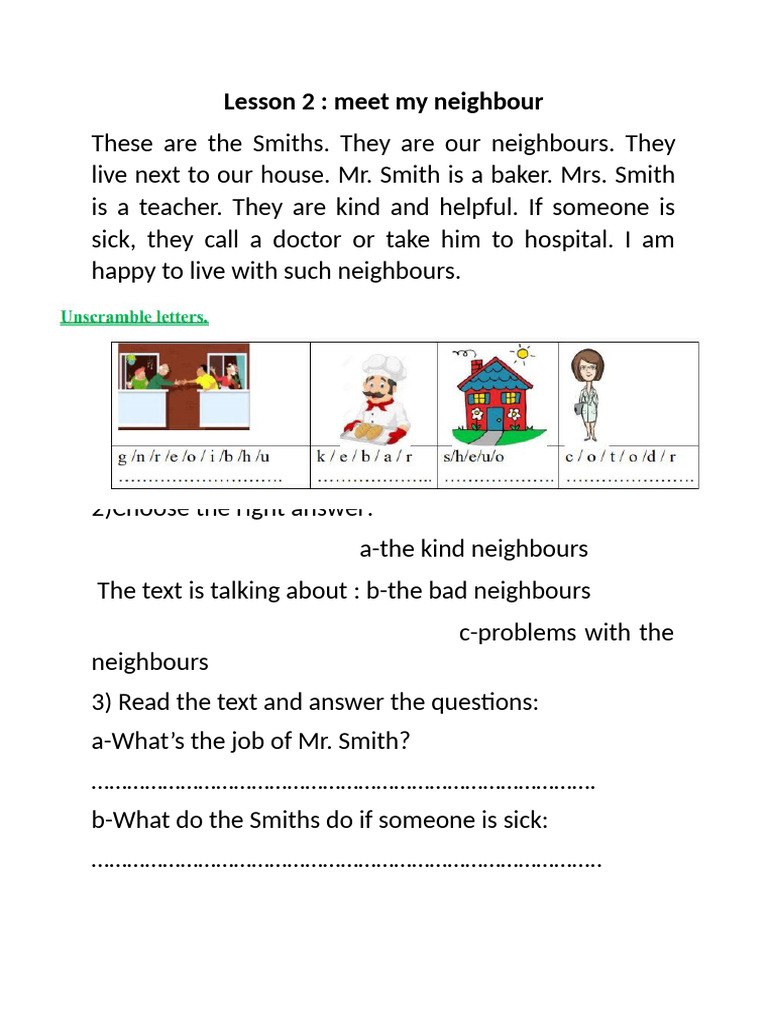 Meet My Neighbour: Lesson 2 | PDF | Language Arts & Discipline ...