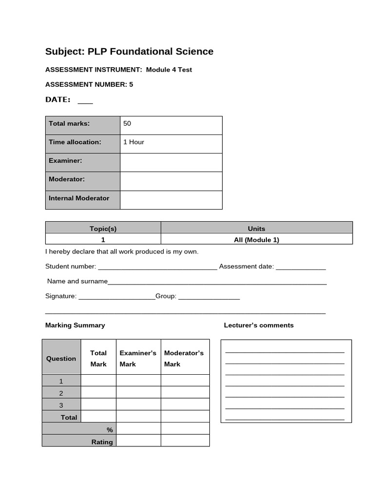 Science_Test 4_Module 4_ Marking_Guideline.docxgfgf | PDF