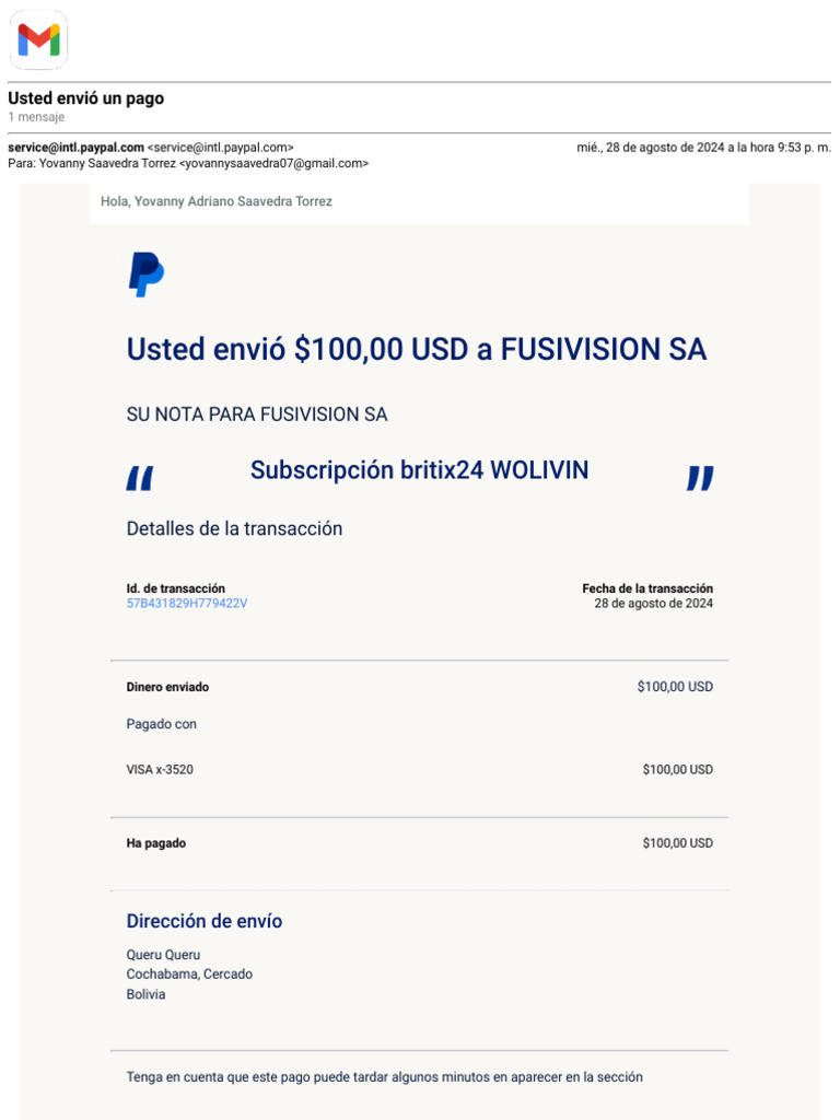 Gmail - Usted Envi Un Pago | PDF