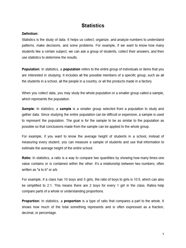 Statistics 1st Year | PDF