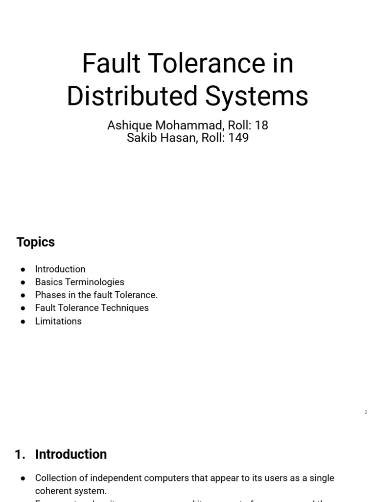 149 - Fault Tolerance in Distributed Systems | PDF