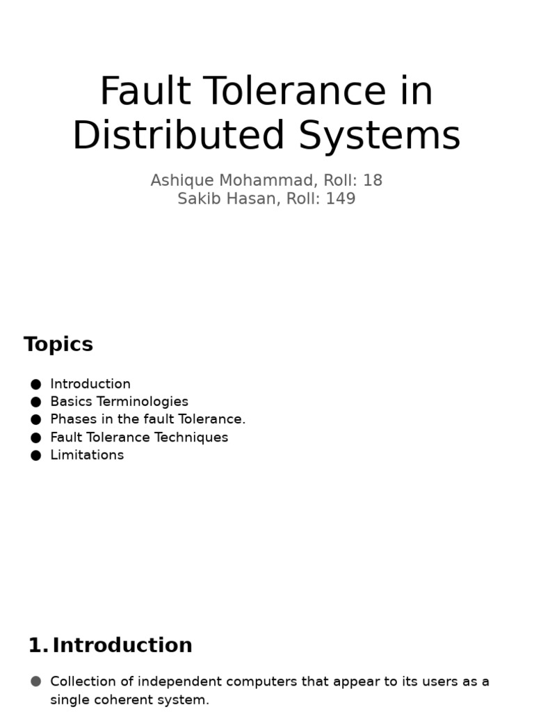 Fault Tolerance in Distributed Systems | PDF