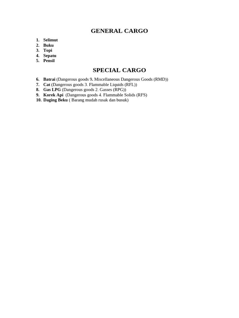 General Cargo | PDF