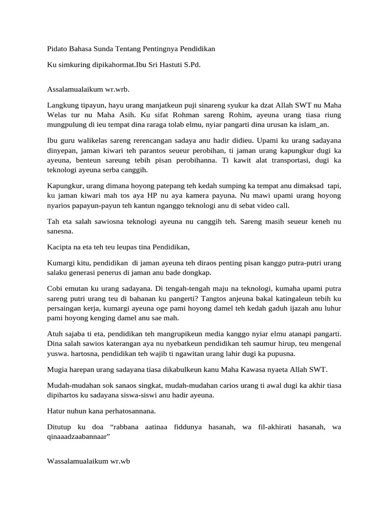 Pidato Bahasa Sunda | PDF