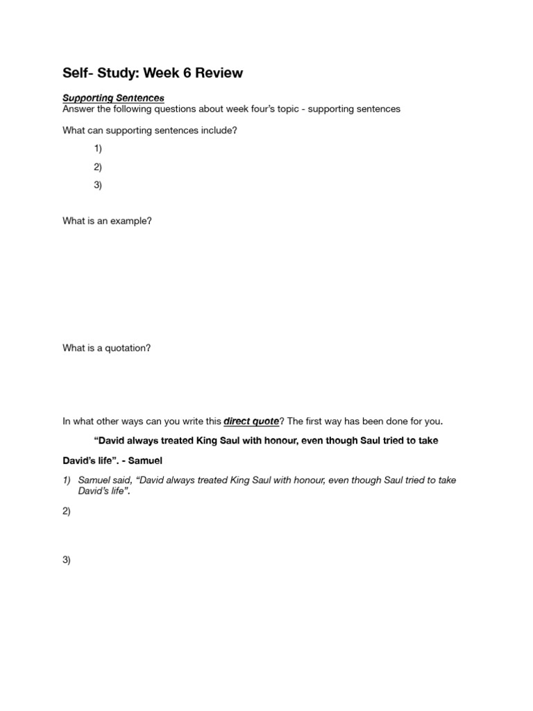 Writing 3 W6 Self Study Review Sheet | PDF