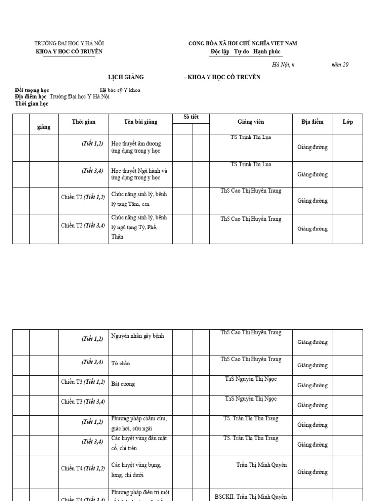 Lich Giang YK2-Y5 ĐK - Module S3.9. YHCT. 2024 | PDF