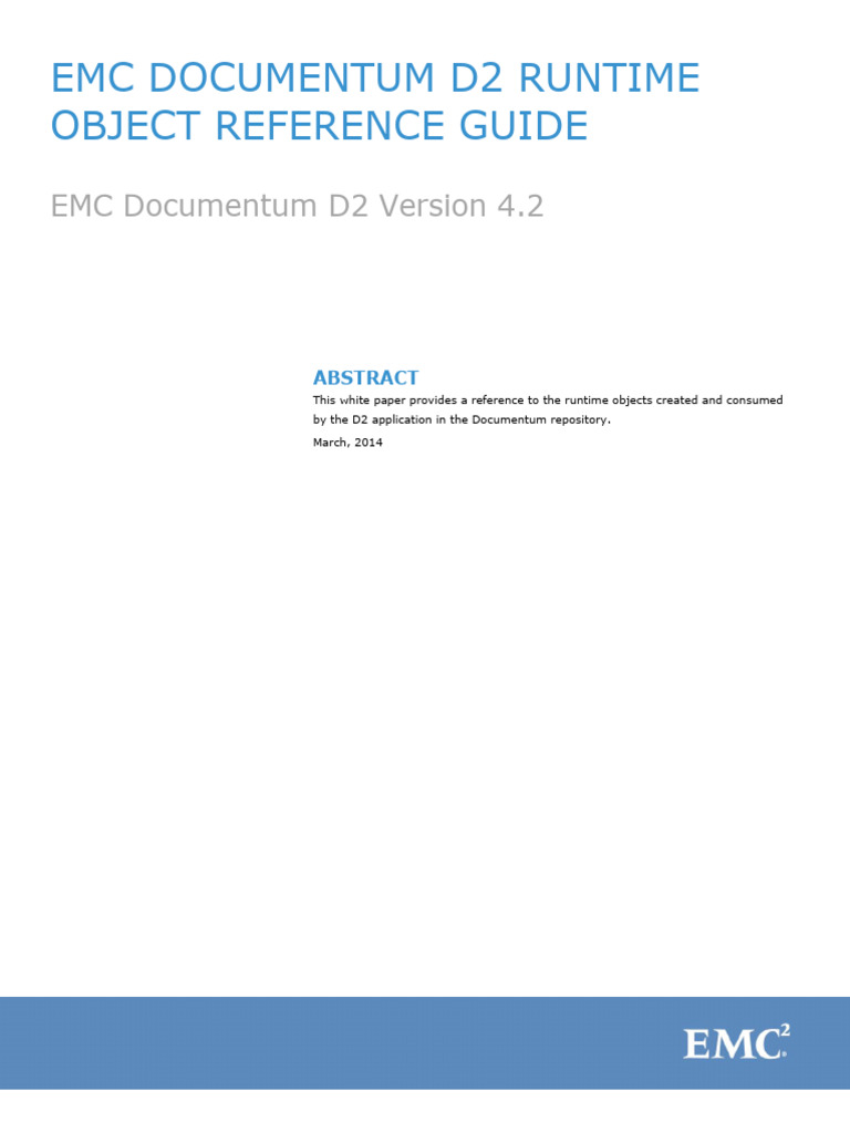 OpenText Documentum D2 Runtime Object Refrence Guide | PDF