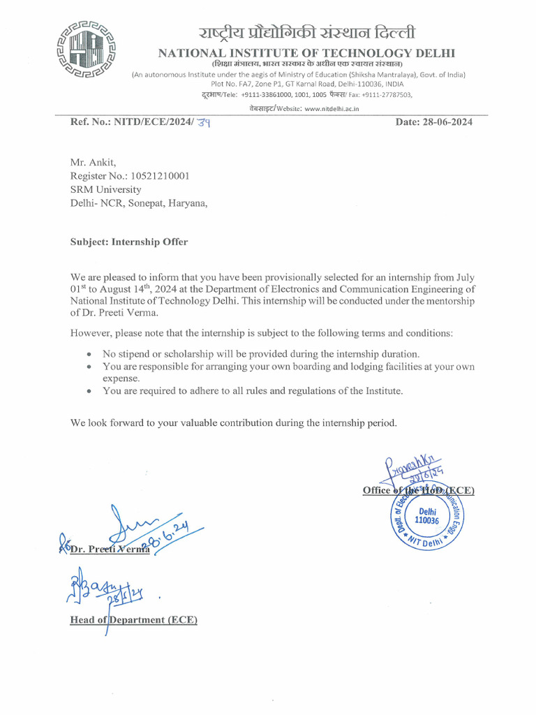 Offer - Letter - Mr. Ankit | PDF