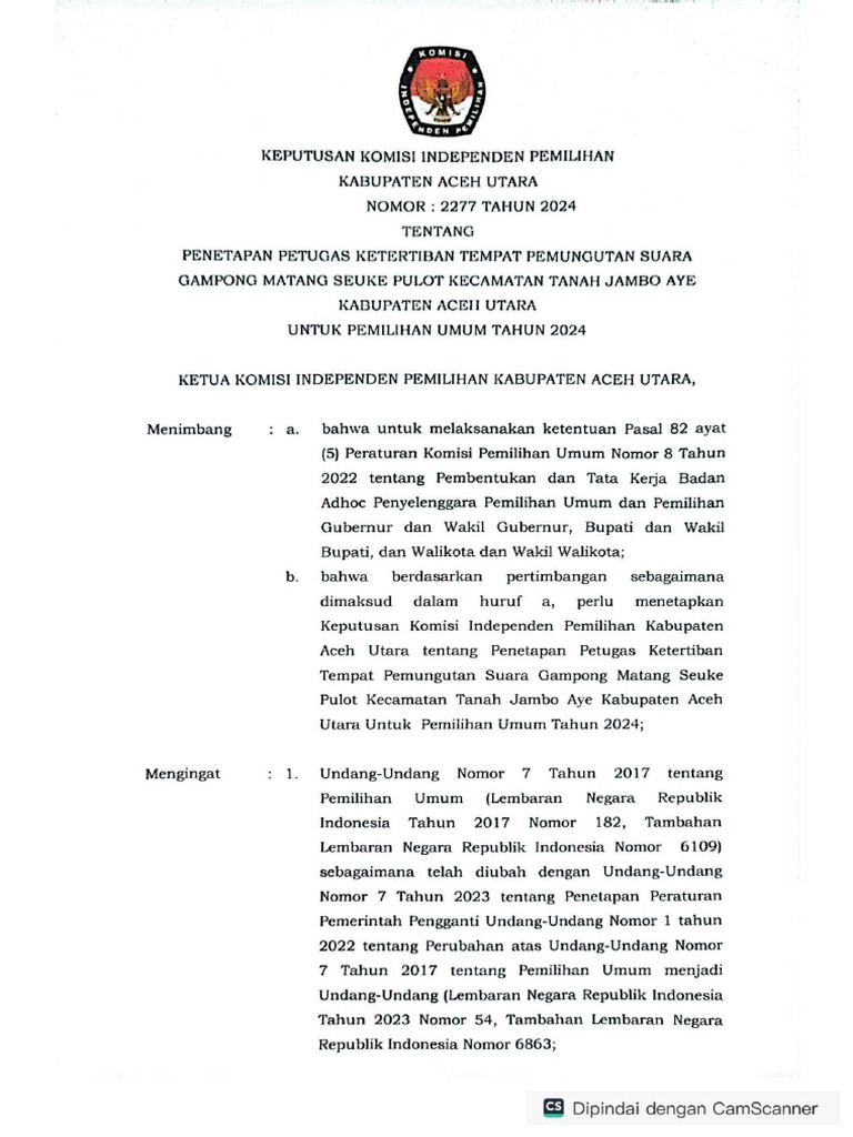 SK Penetapan Petugas Ketertiban TPS | PDF