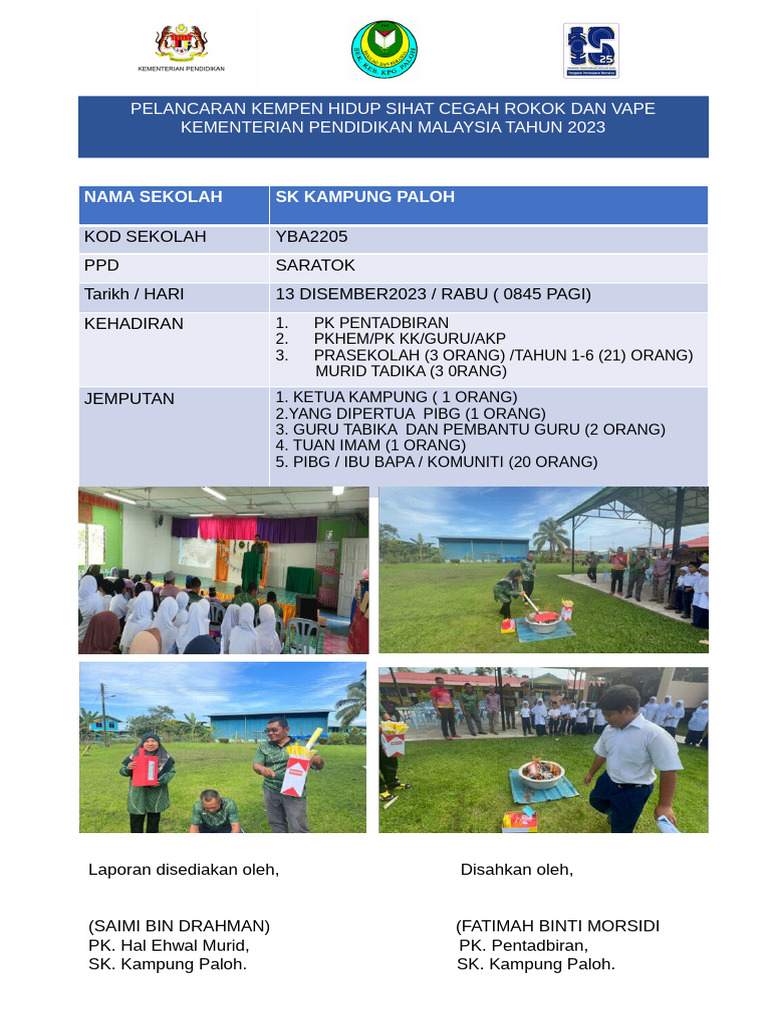 SK KG Paloh Pelancara Kempen Hidup Sihat 2023 | PDF