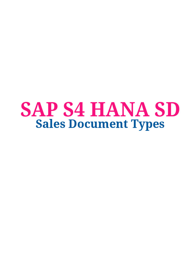 SD - Sales Document Types | PDF