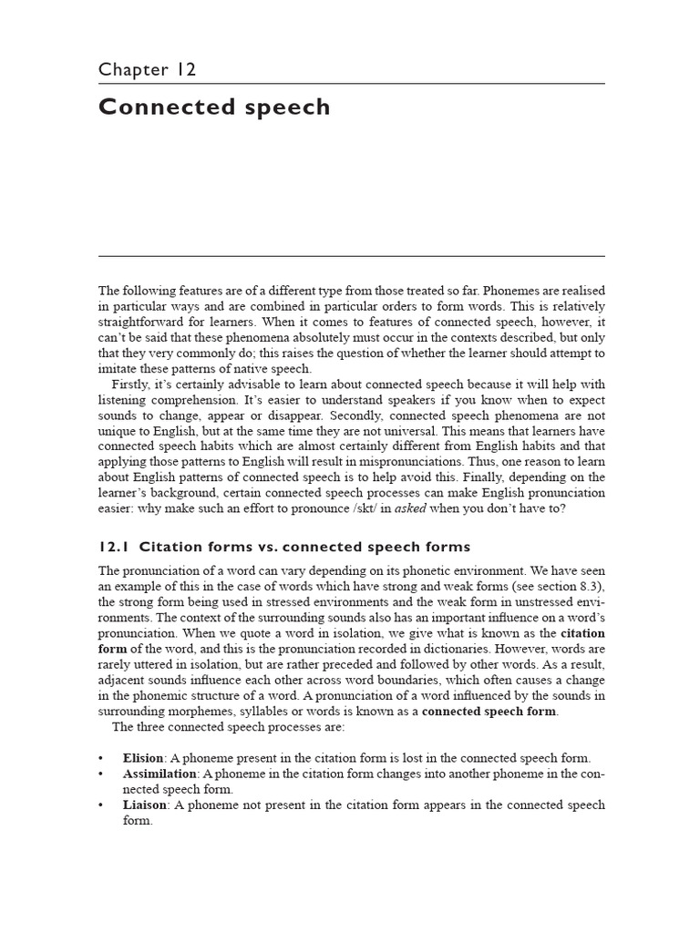 Carley, Mees Collins (2018) - Chapter 12 - Connected Speech | PDF