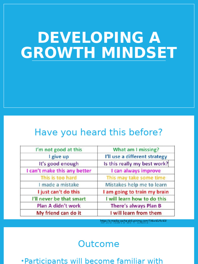 Developing Growth Mindset DLU | PDF