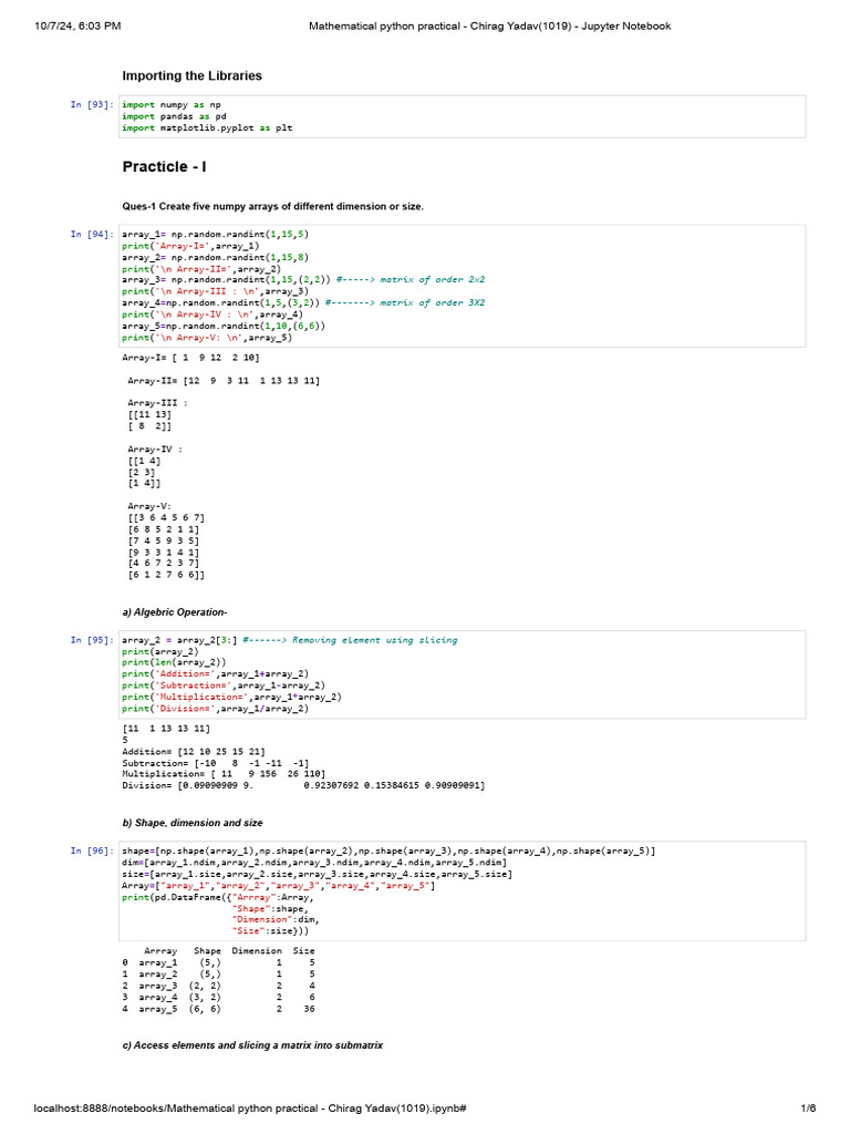Mathematical Python Practical - Chirag Yadav (1019) - Jupyter Notebook ...
