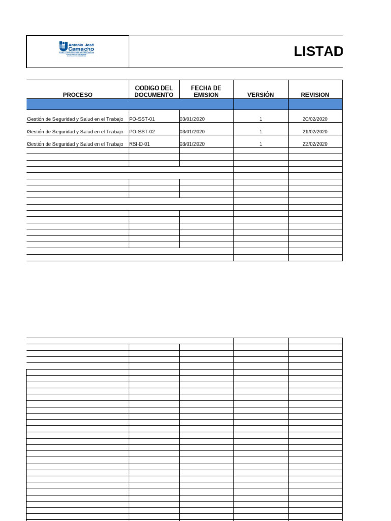 Formato Listado Maestro | PDF