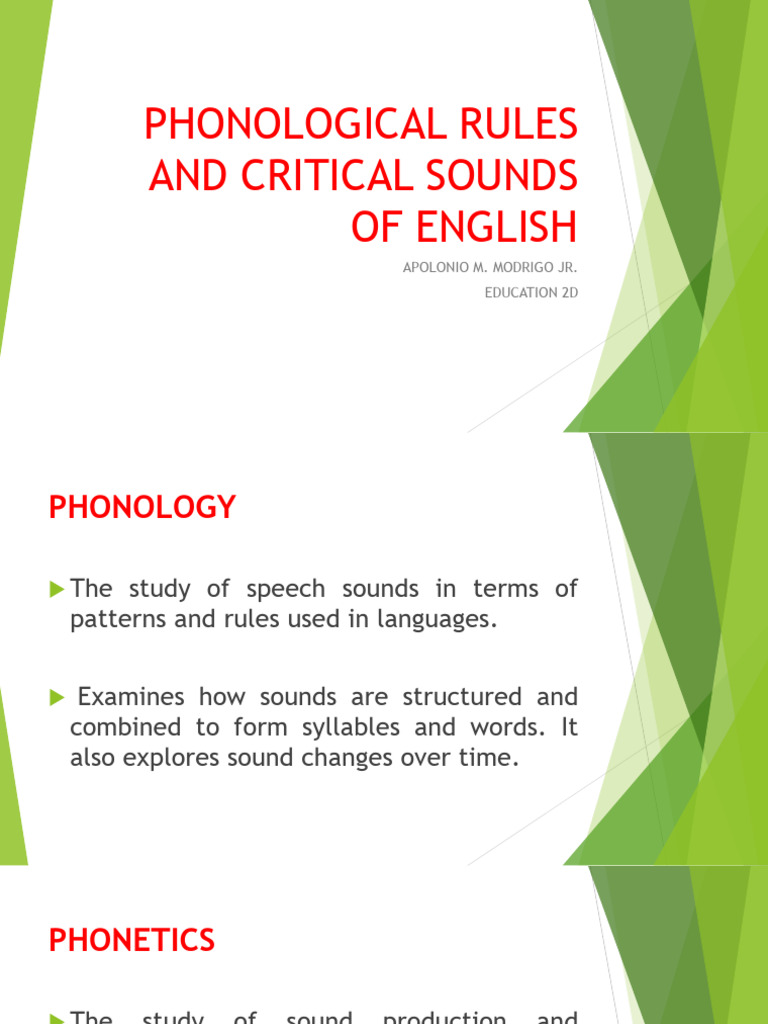 Phonological Rules and Critical Sounds of English | PDF | Phonology | Phonetics