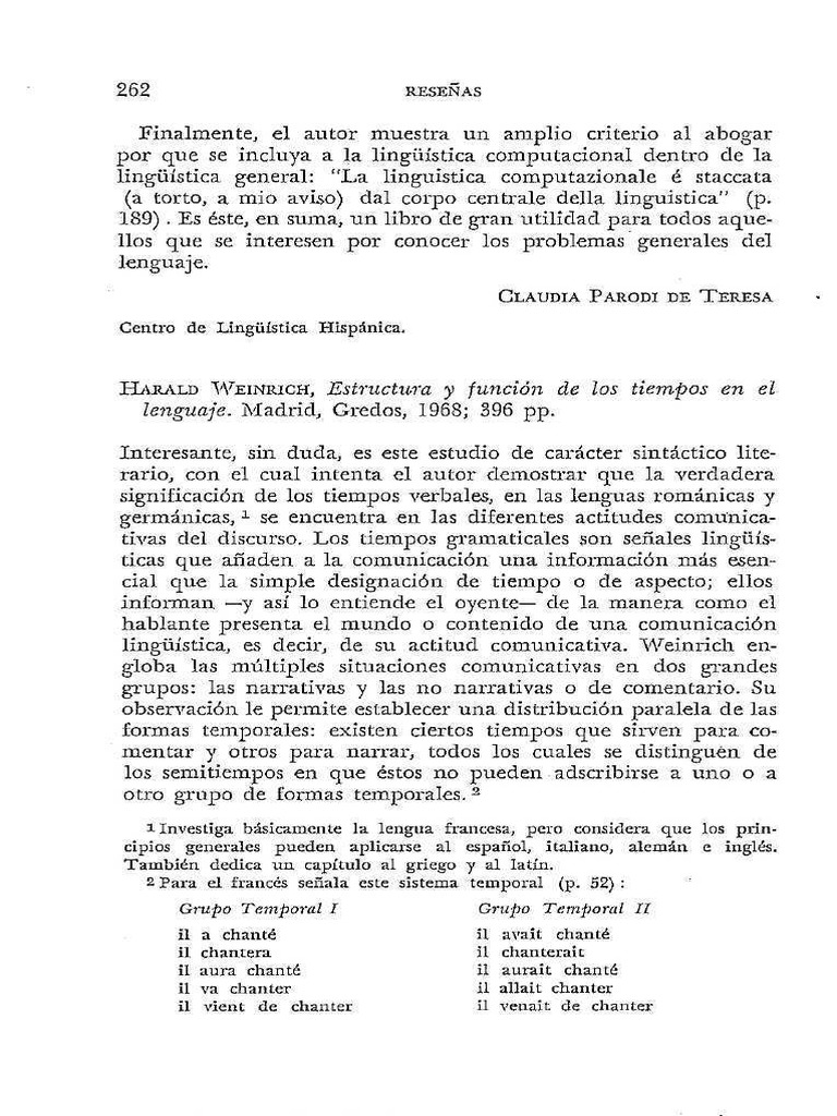Herald Weinrich Estructura y Funcion de Los Tiempos en El 505v6syijh ...