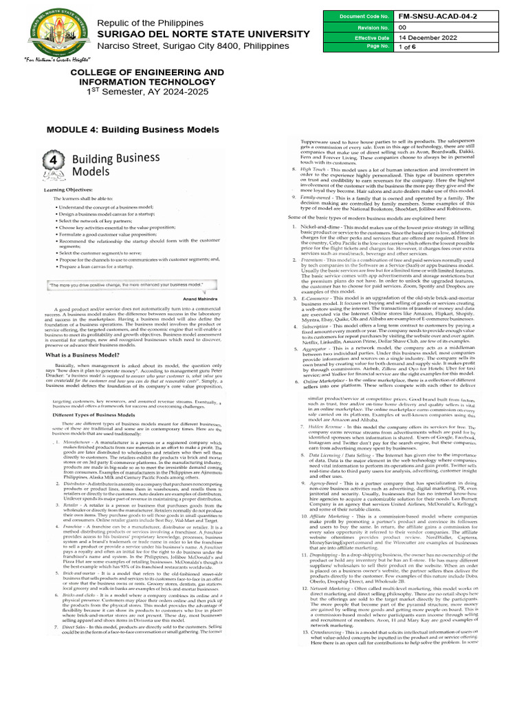 Entrep - Module 4 | PDF