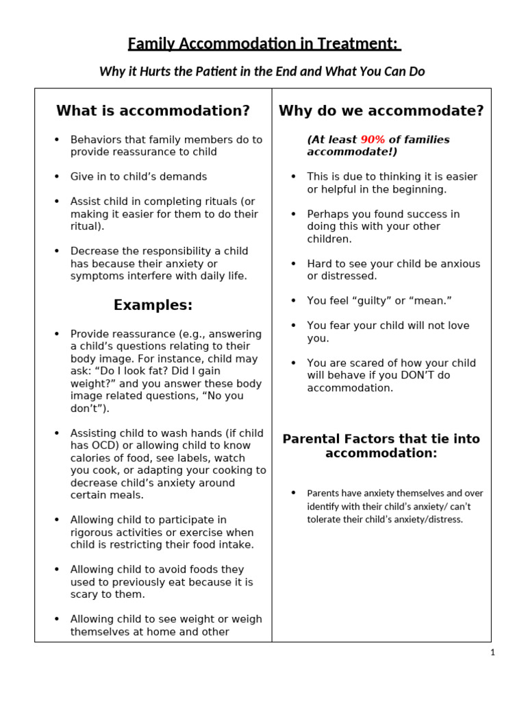 Family Accommodation Handout | PDF