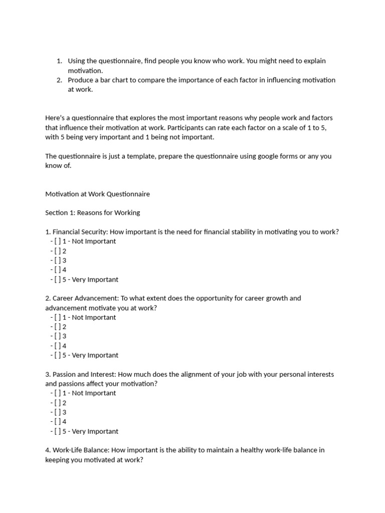 Motivation Questionnaire | PDF