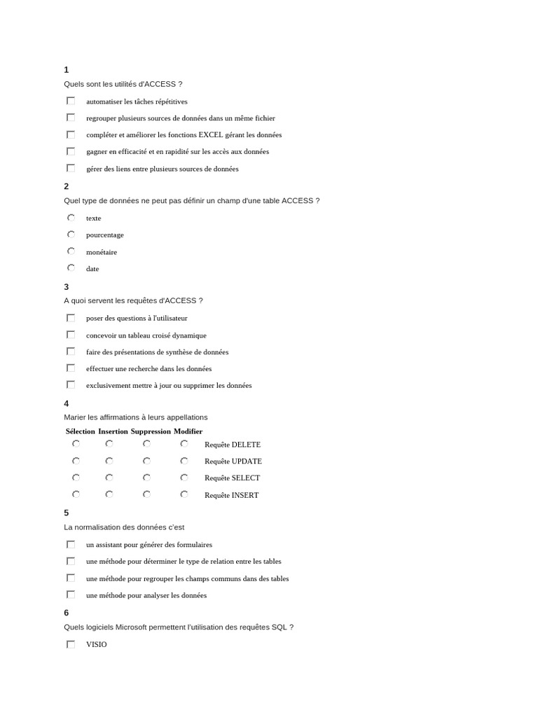 QCM Access | PDF | Data Management | Sql