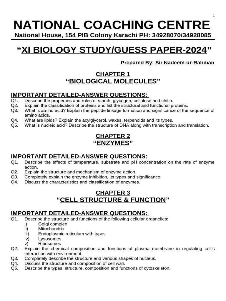 Study Paper XI 2024 NCC | PDF