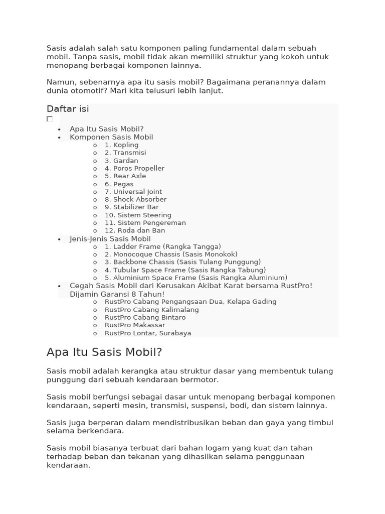 Sasis Adalah Salah Satu Komponen Paling Fundamental Dalam Sebuah Mobil ...