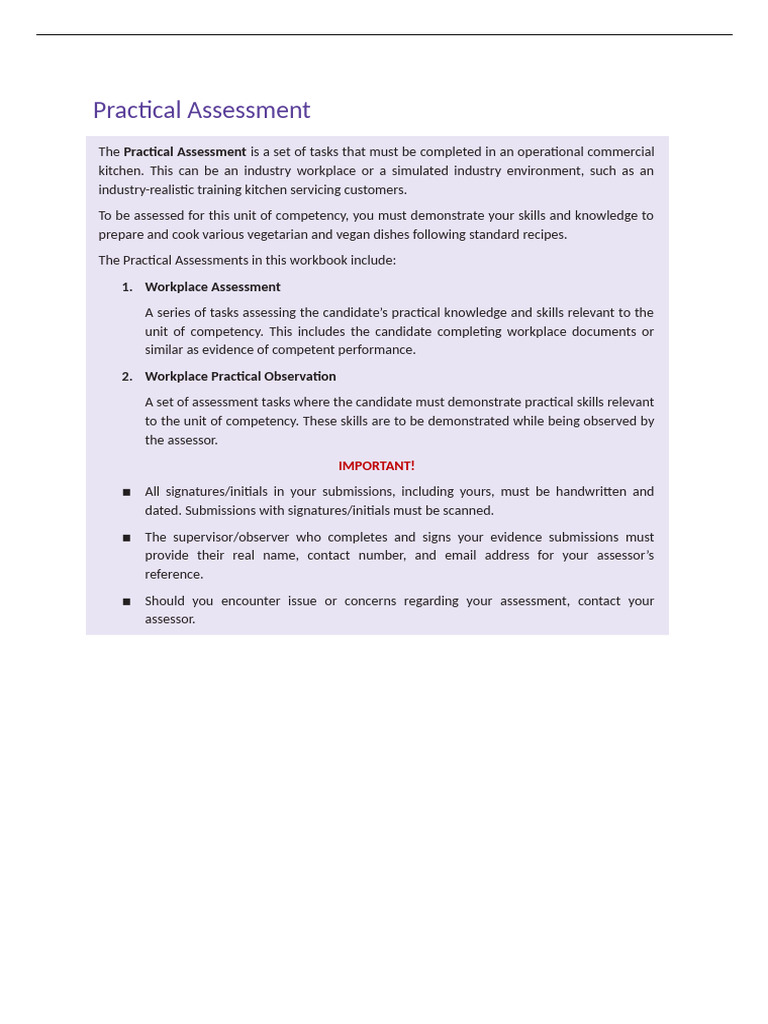 SITHCCC031 Assessment PRACTICAL | PDF